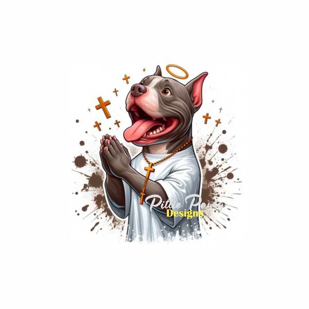 Praying Pit Bull Angel W/ Splatter Background - Pitbull Design ...