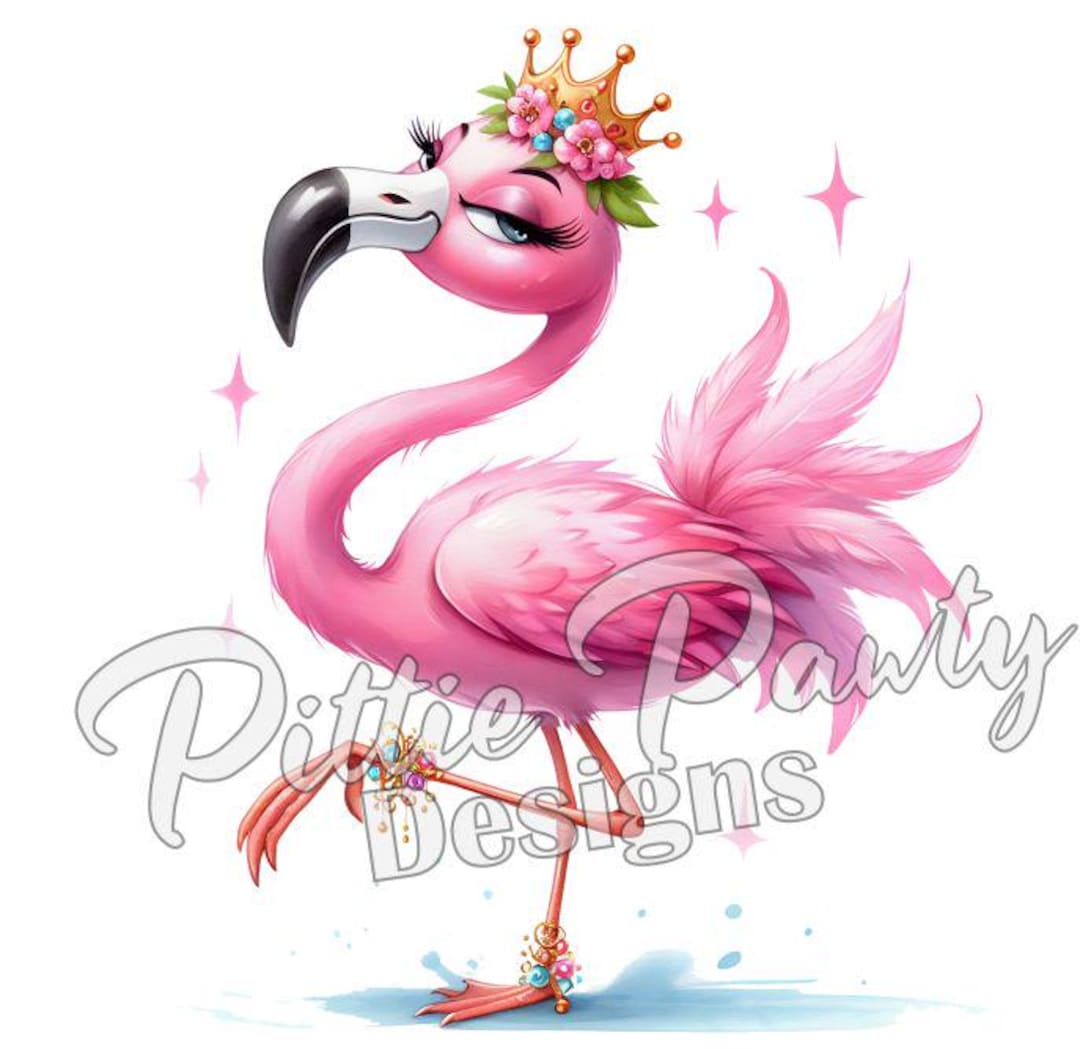 Flamingo PNG Digital Download - Sassy Pink Flamingo Bird Princess ...