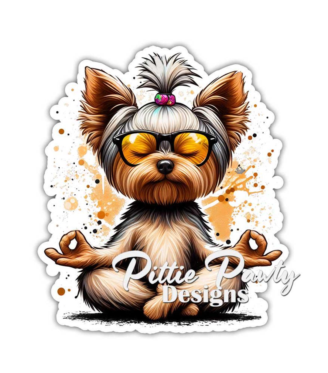 Yorkie Sticker - Meditating Yoga Yorkie Dog I Decal Sticker - Vinyl Car ...