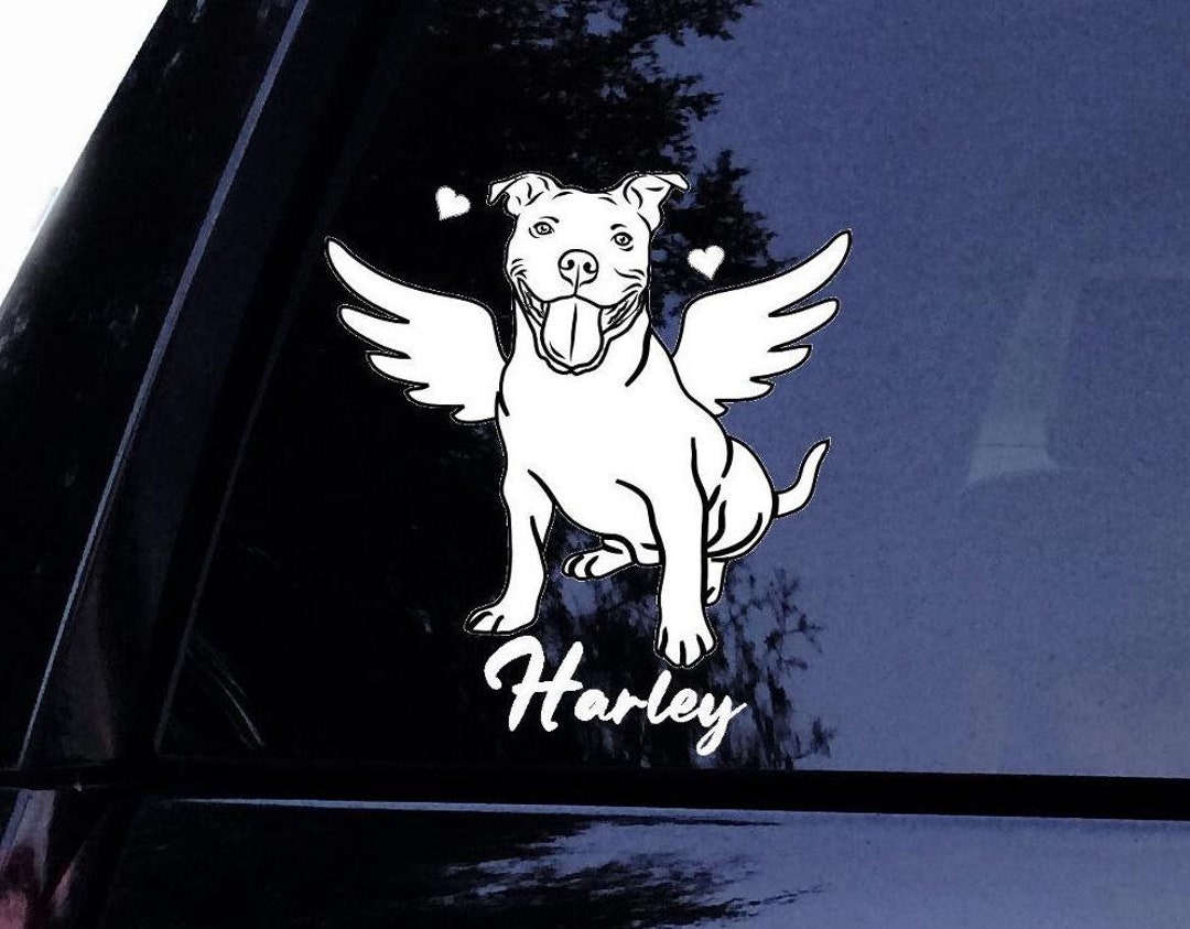 Pitbull Angel Decal - Sitting Pittie Pitbull Angel (B) W/wings ...
