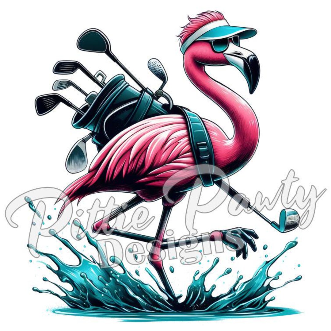 Flamingo PNG Digital Download - Flamingo Splash Golfer II - Flamingo ...