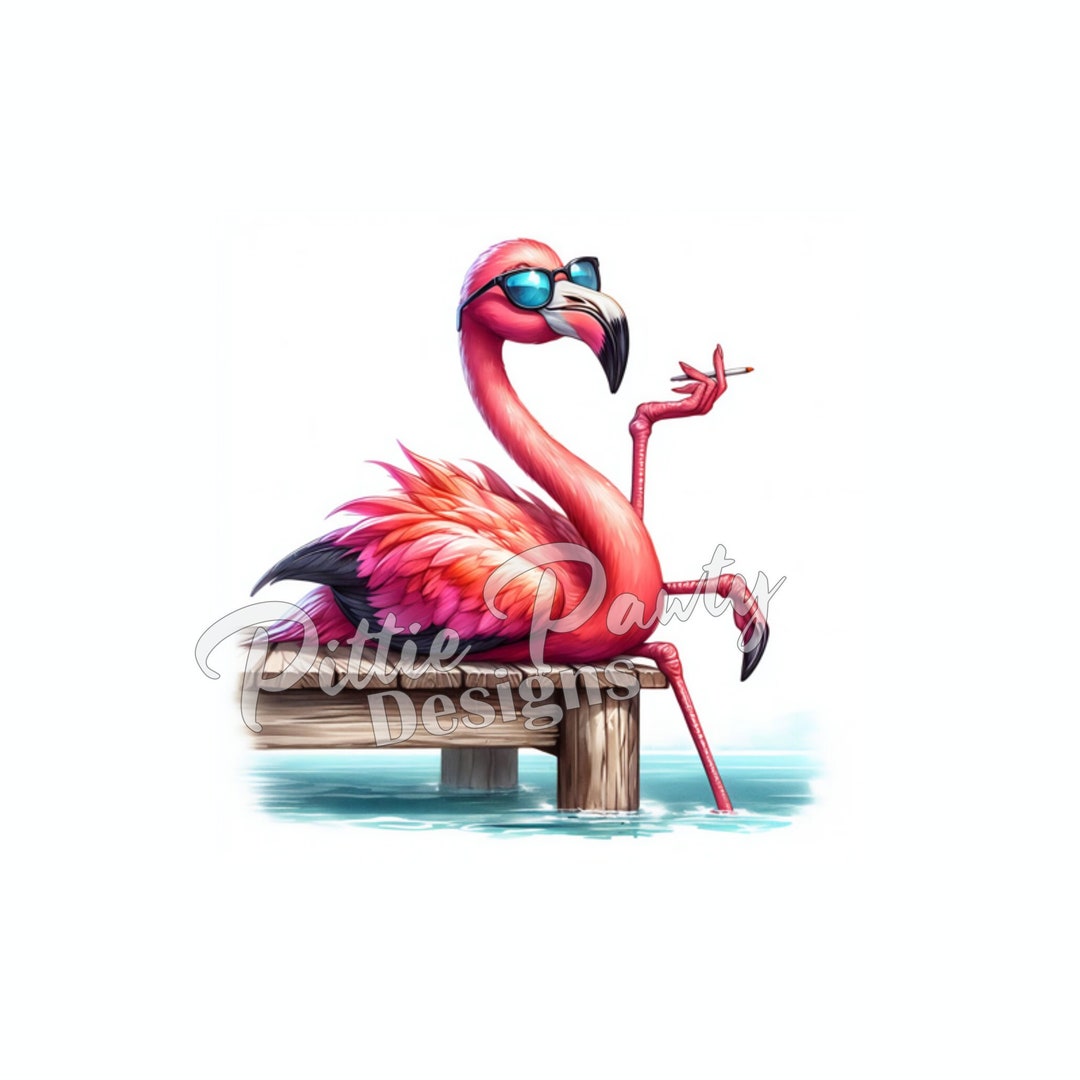 PNG Digital Download - Funny Flamingo Bird Enjoying a Joint - PNG ...