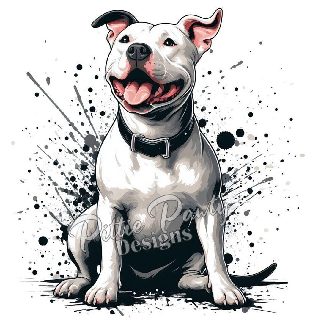 Pitbull PNG - White Pitbull - Pit Bull Design - Instant Download ...