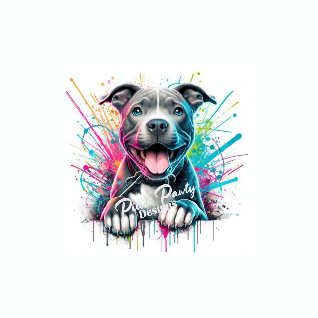 Pitbull PNG - Neon Paint Splash Pitbull - Pit Bull Design - Instant ...
