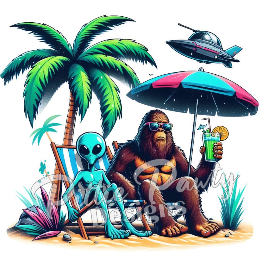 Sasquatch and Alien PNG Digital Download - Sasquatch and Alien Chillin ...