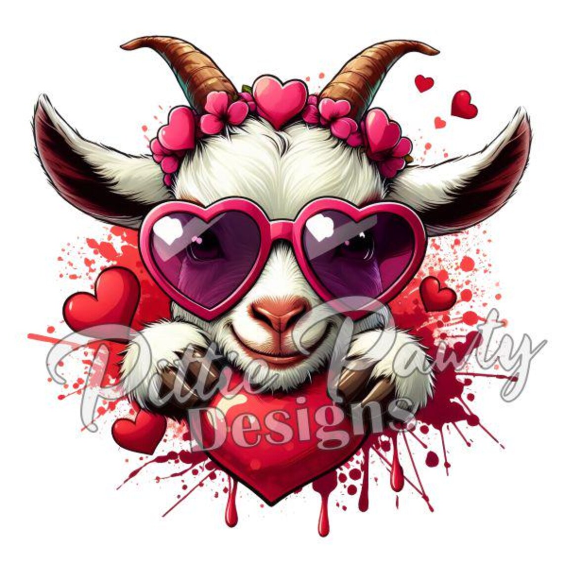 Goat PNG Digital Download - Peeking White Goat Heart Splash - Valentine ...
