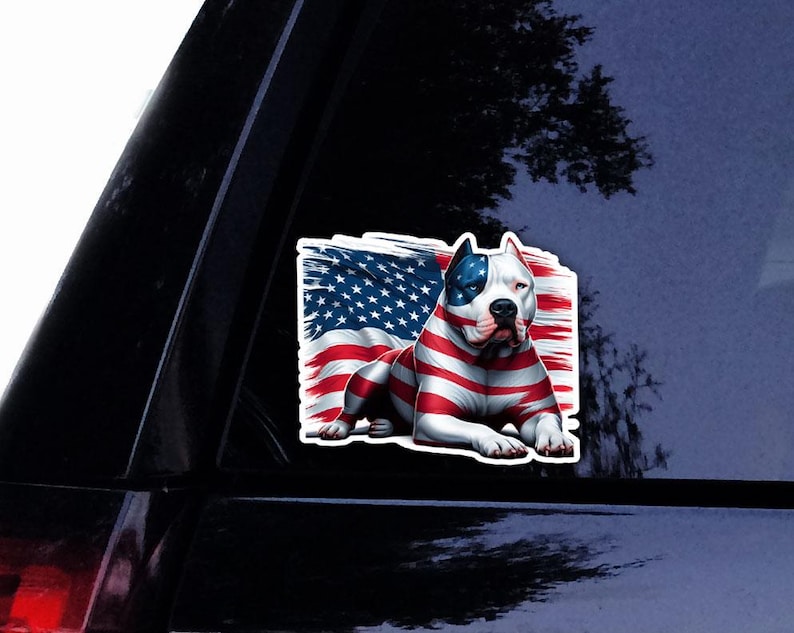 Pitbull Sticker - American Flag Covered Pitbull Bully Dog Decal Sticker ...
