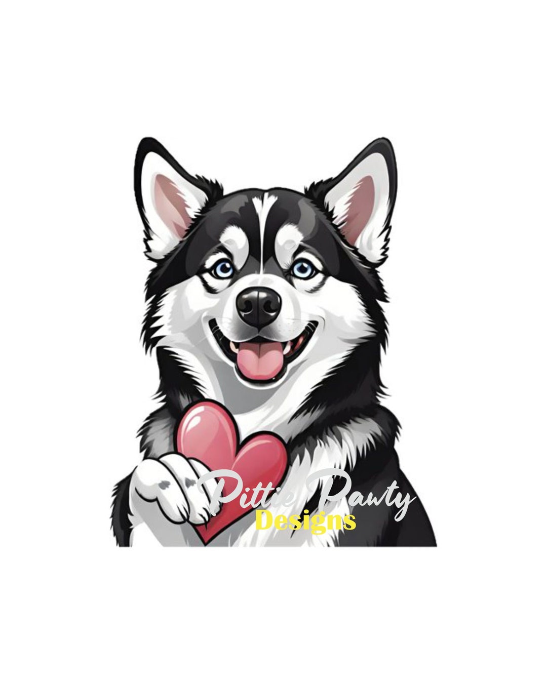 Cute Husky Dog Holding Heart - Siberian Husky Dog Design - Instant ...