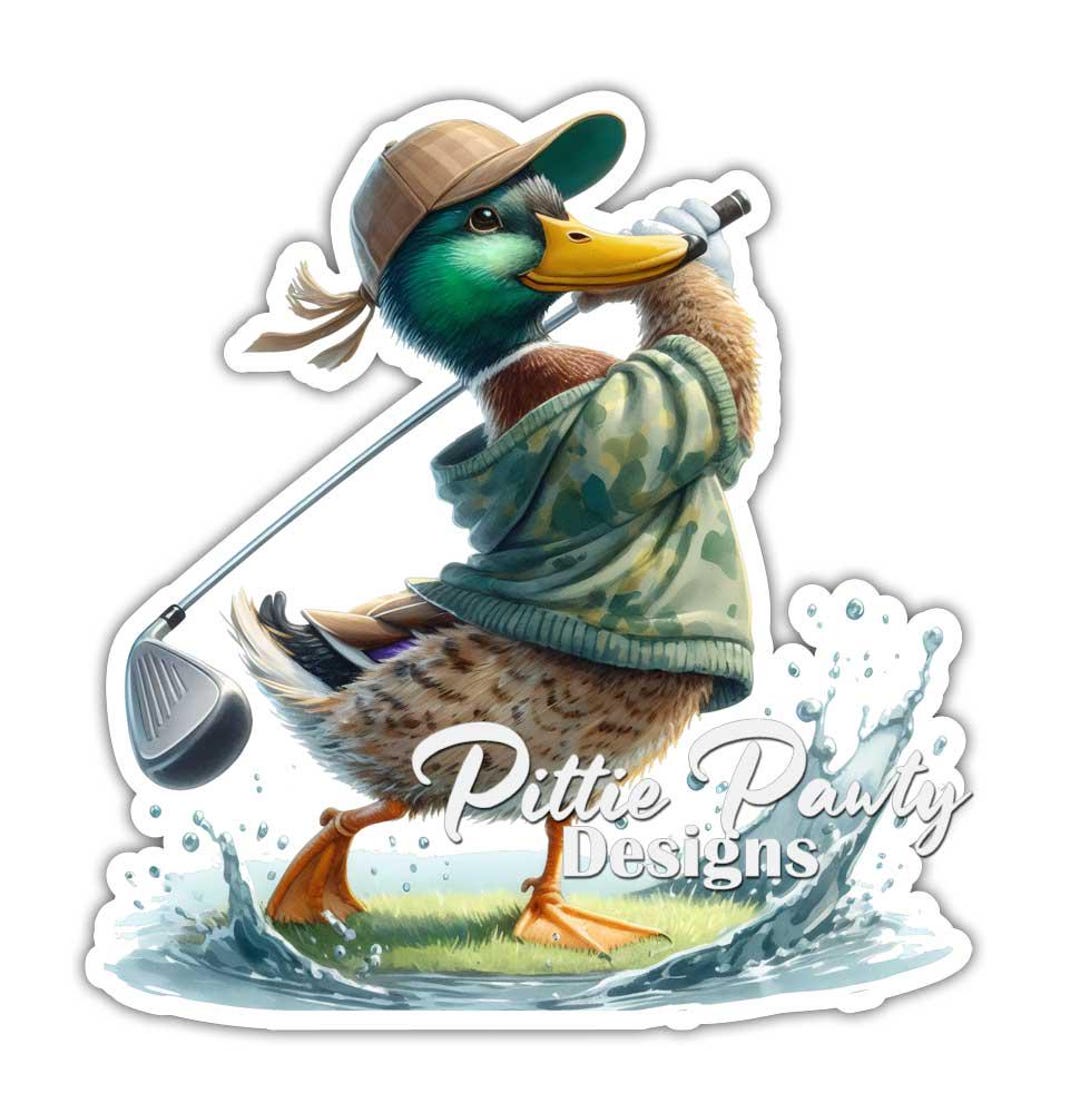 Mallard Duck Sticker - Watercolor Mallard Duck Camo Golfer Vinyl Car ...