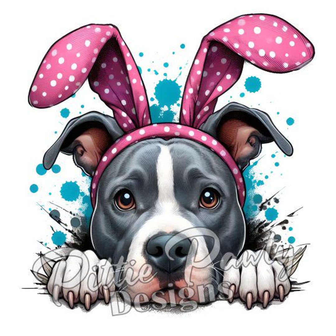 Pitbull PNG Digital Download - Peeking Easter Pitbull Bunny Ears - Pit ...