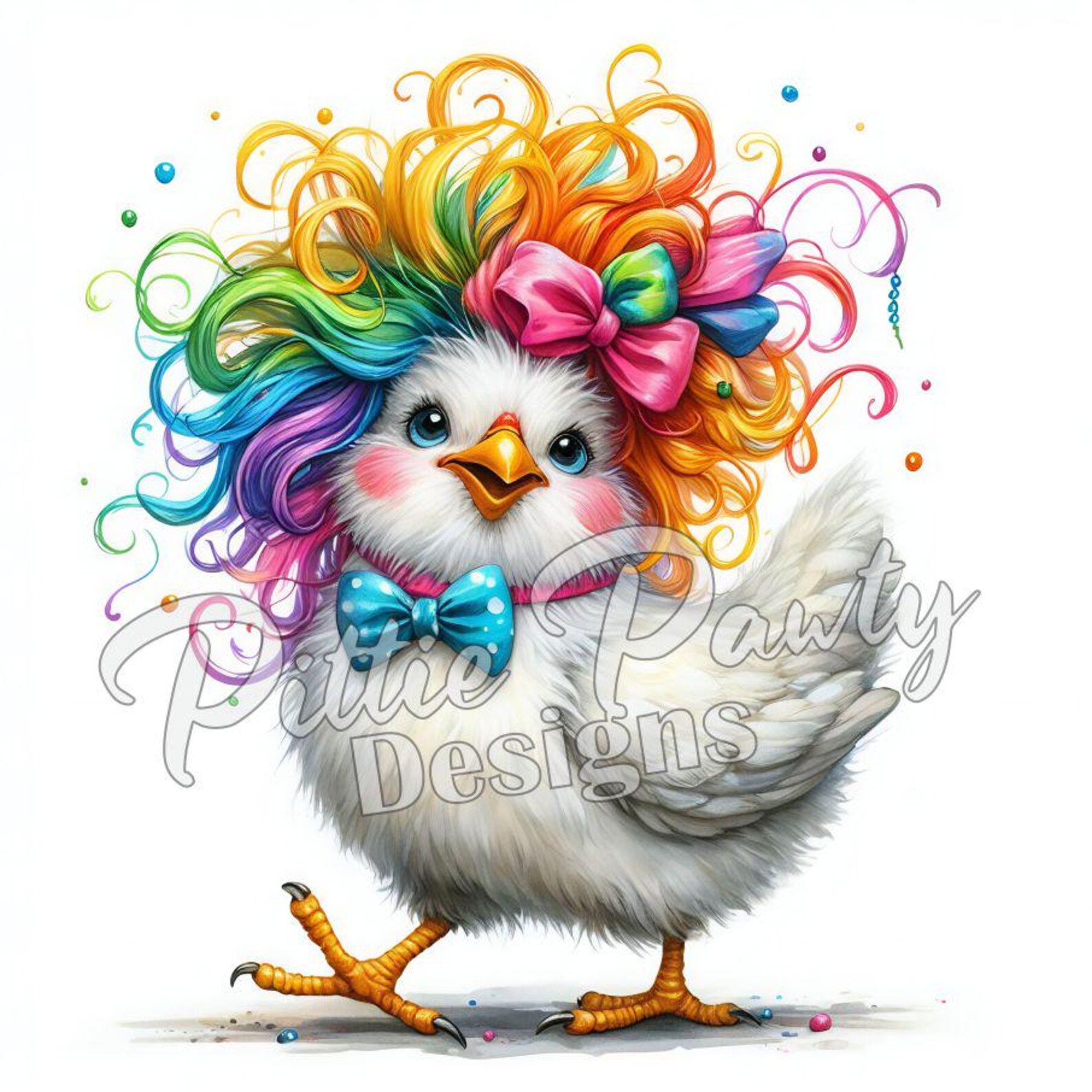 Chicken PNG Digital Download - Humorous Wild Crazy Haired Chicken ...