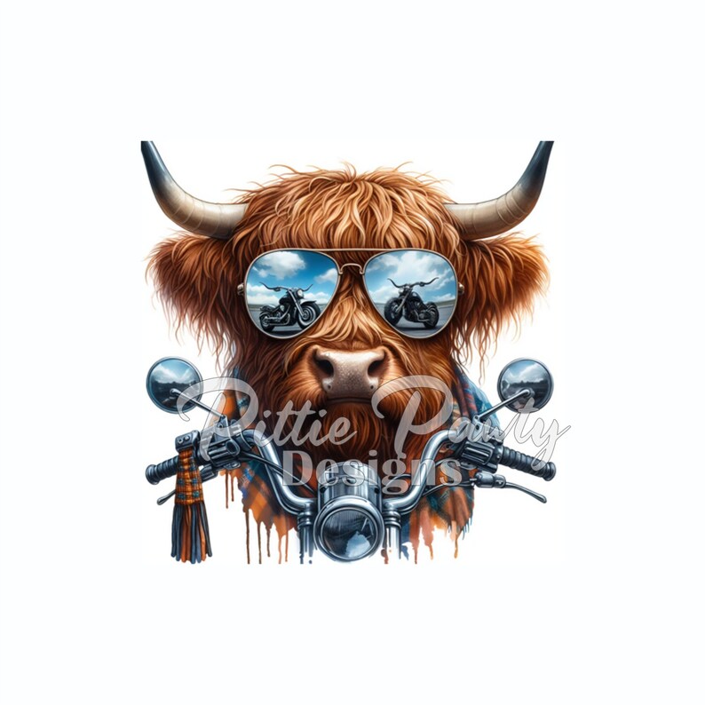 PNG Digital Download - Highland Cow Biker Motorcycle - PNG Printable ...