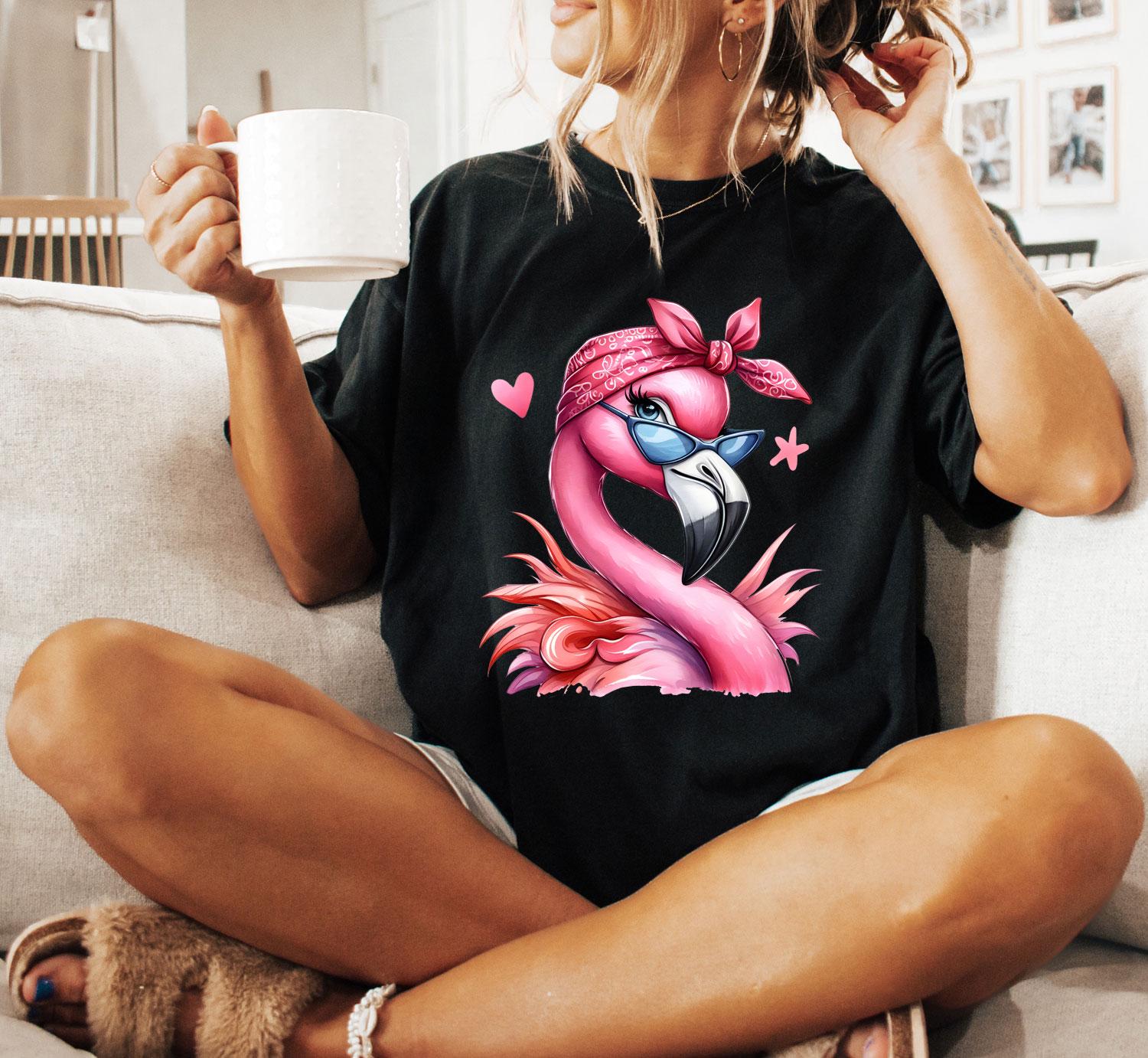 PNG Digital Download - Sassy Flamingo Bird W/ Pink Bandana and ...