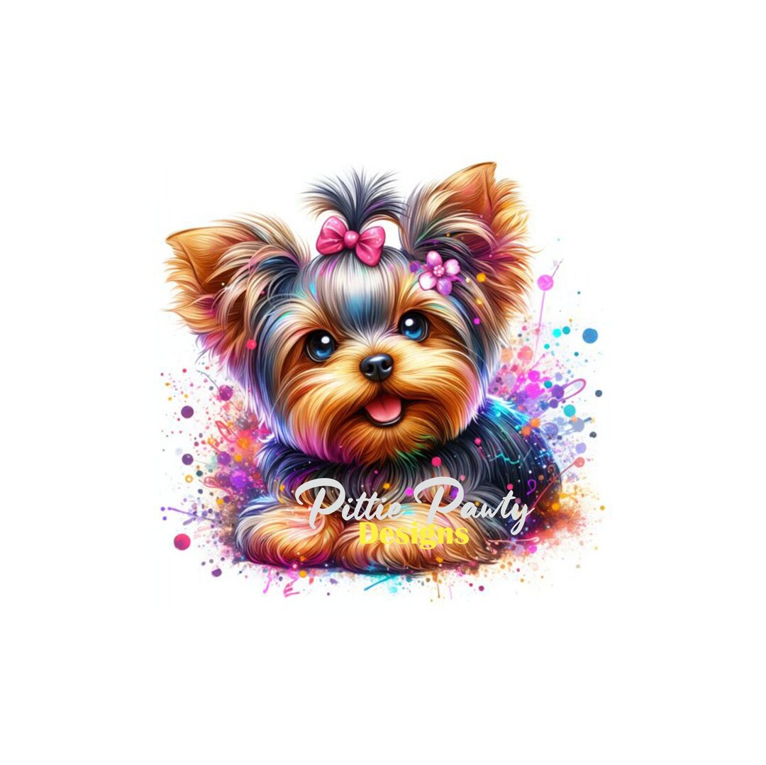 Colorful Splatter Resting Yorkie - Yorkshire Terrier Dog Design ...