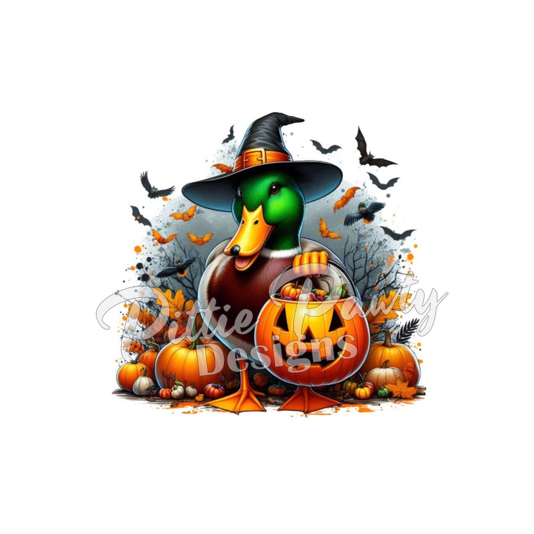 PNG Digital Download - Halloween Cute Mallard Duck Witch III - Trick or ...