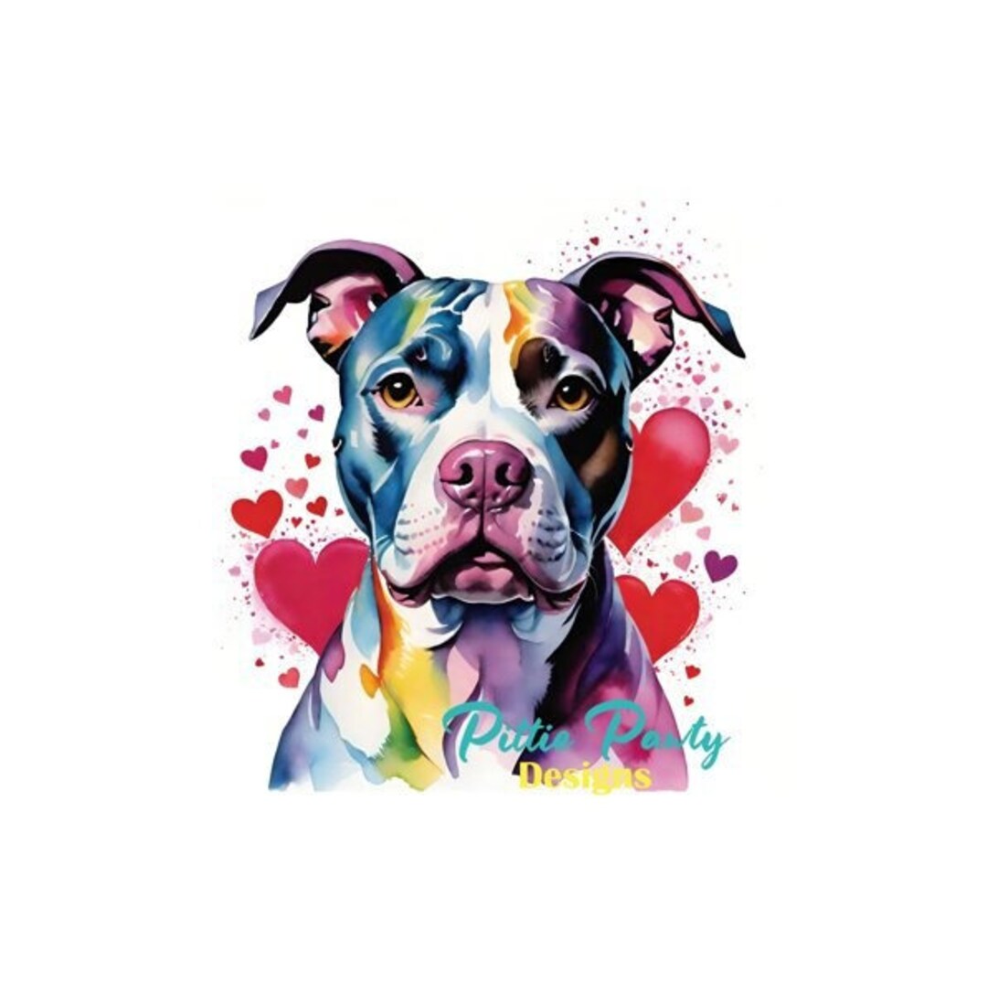 Watercolor Heart Splatter Valentines Day Pitbull Design Instant ...