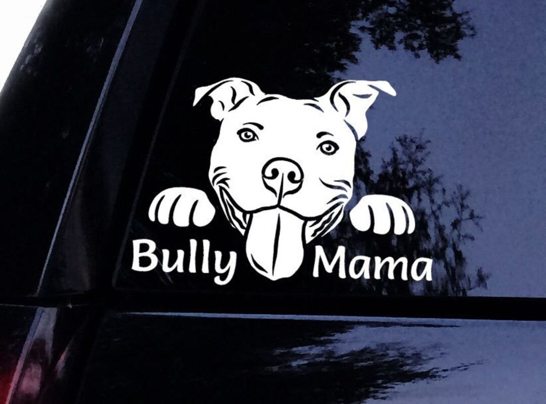 Pitbull Decal - Peeking Floppy Pit Bully Mama (B) Pittie Pitbull Dog ...
