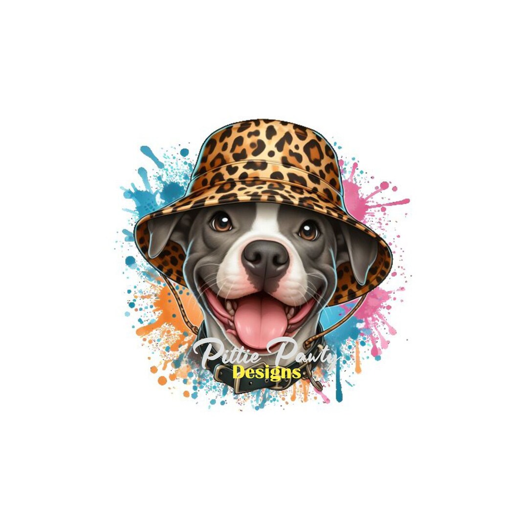 Pitbull Leopard Bucket Hat Color Splash - Splatter Pit Bull Bully ...