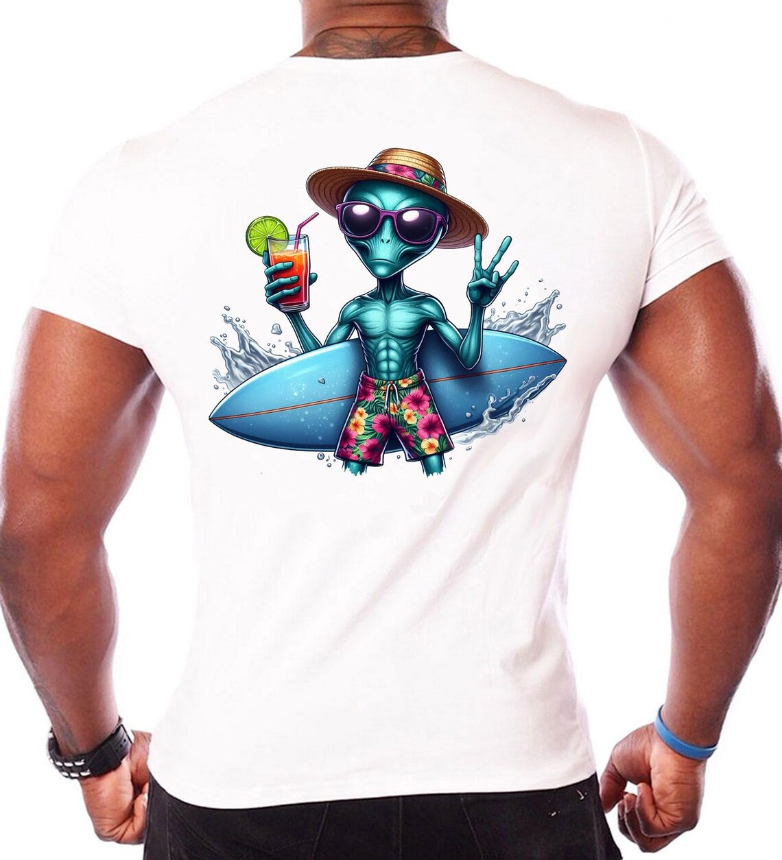Alien PNG Digital Download - Tropical Alien Peace Out Surfer - PNG ...