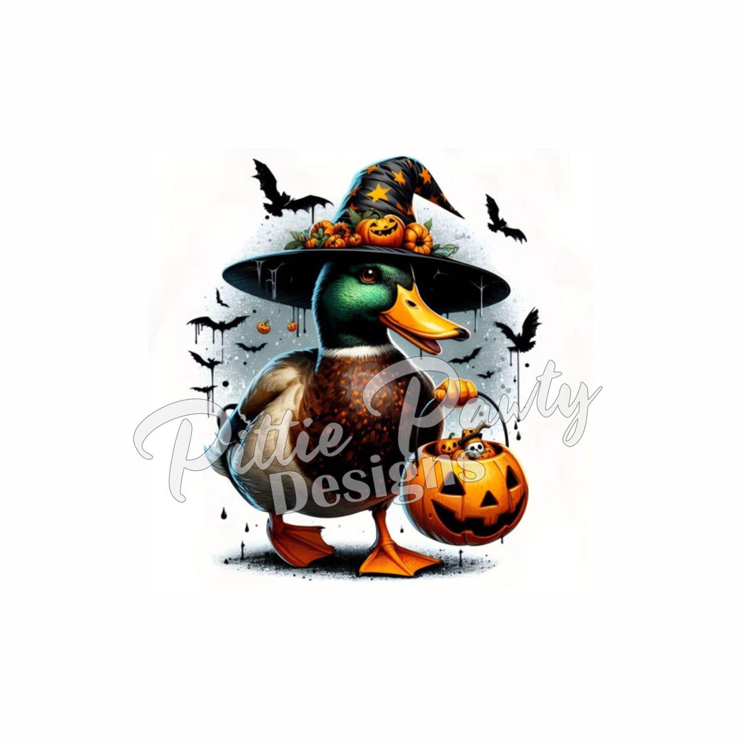 PNG Digital Download - Halloween Cute Mallard Duck Witch II - Trick or ...