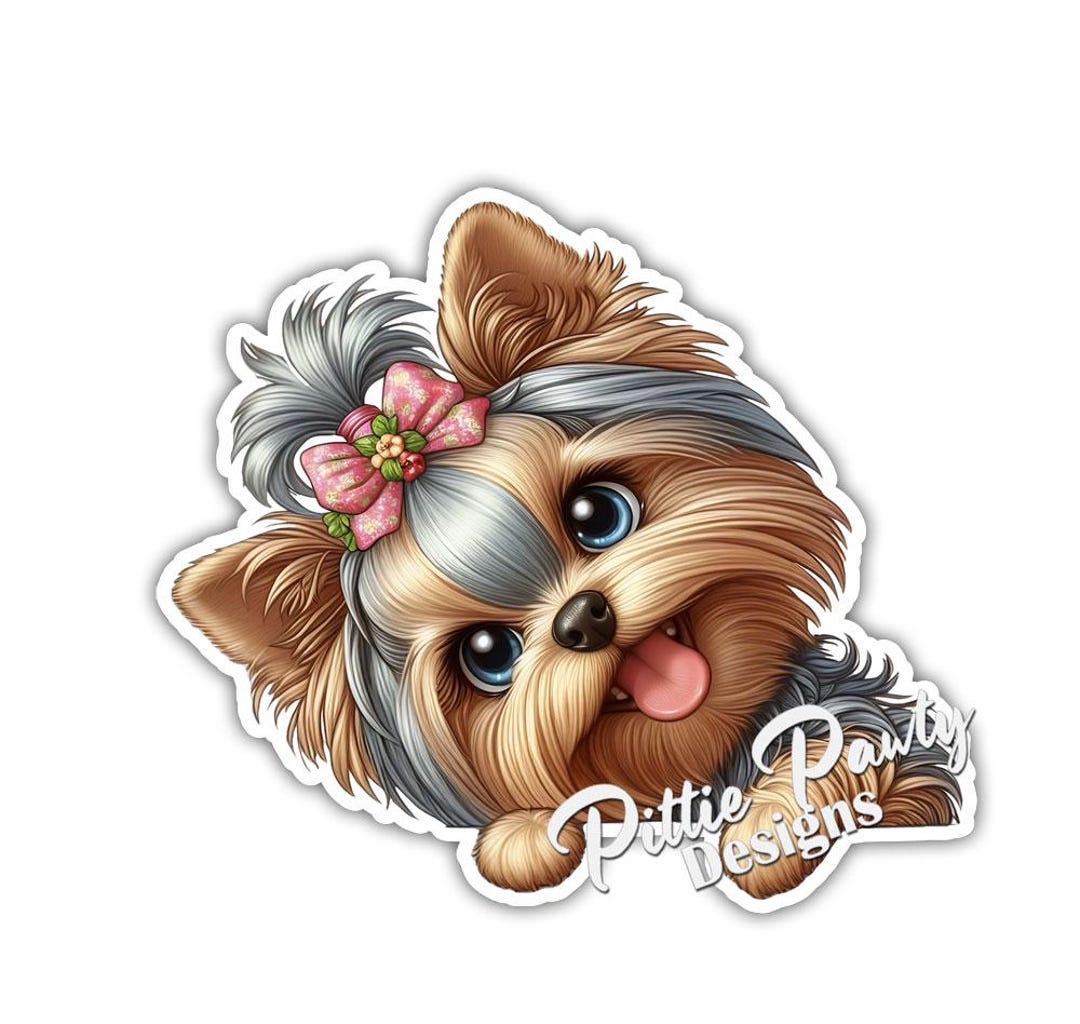 Yorkie Sticker - Head Tilting Yorkie Dog Decal Sticker - Vinyl Car ...