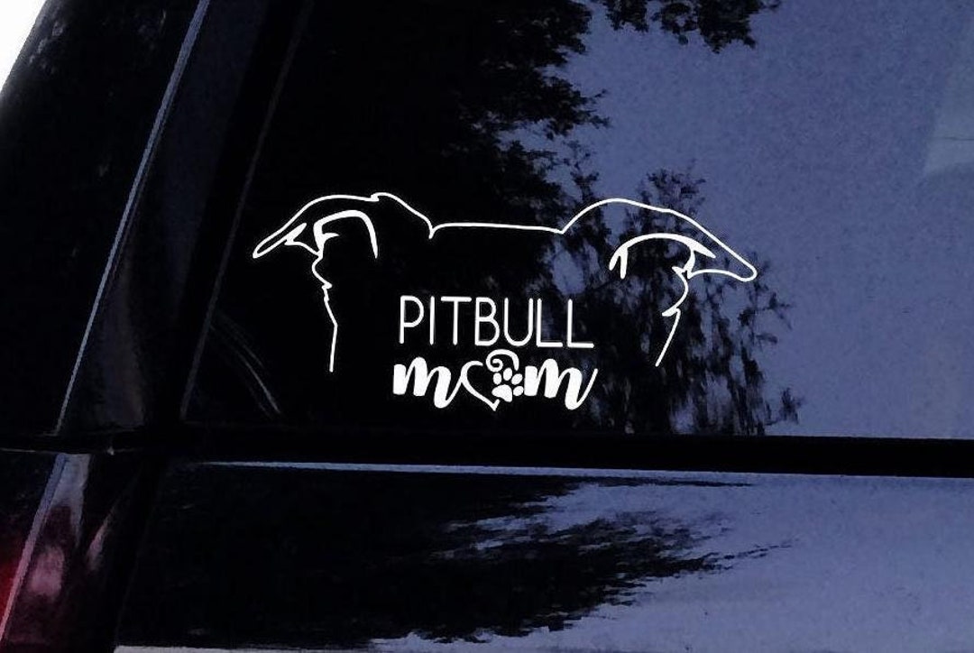 Pitbull Decal - Pitbull Mom Pittie Head Ears Outline Dog Decal Sticker ...