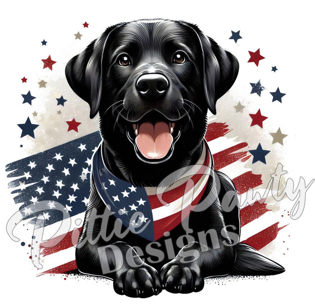Lab PNG Digital Download - Patriotic Black Lab Dog American Flag - PNG ...
