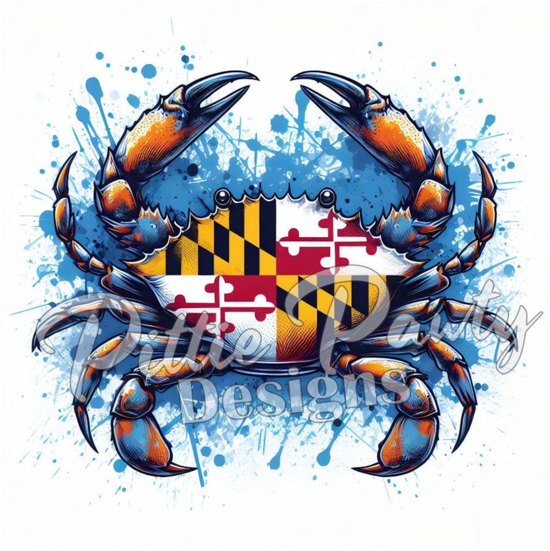 Blue Crab PNG Digital Download - Maryland Blue Crab Splatter - Maryland ...
