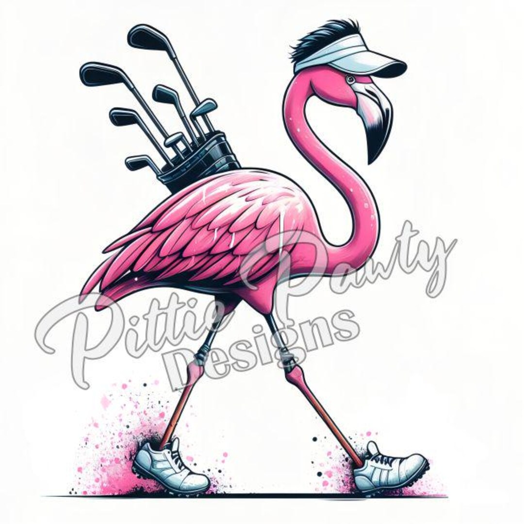 Flamingo PNG Digital Download - Flamingo Going Golfing - Flamingo ...