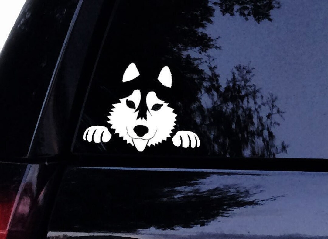 Husky Decal - Peeking Husky Face With Paws Dog Sticker - Vinyl Car ...