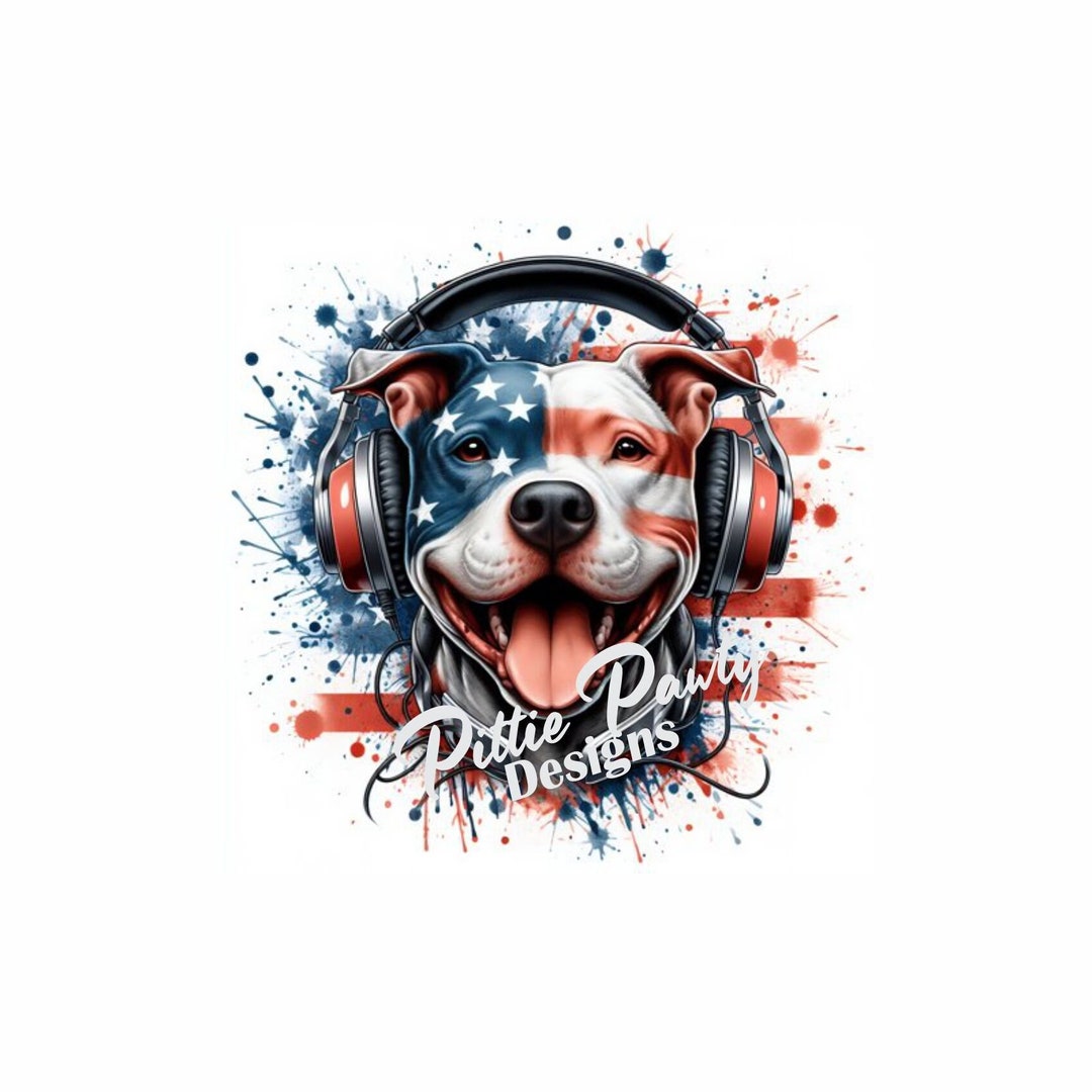 American Flag Faced Pitbull I Pit Bull Design Instant Download Digital ...