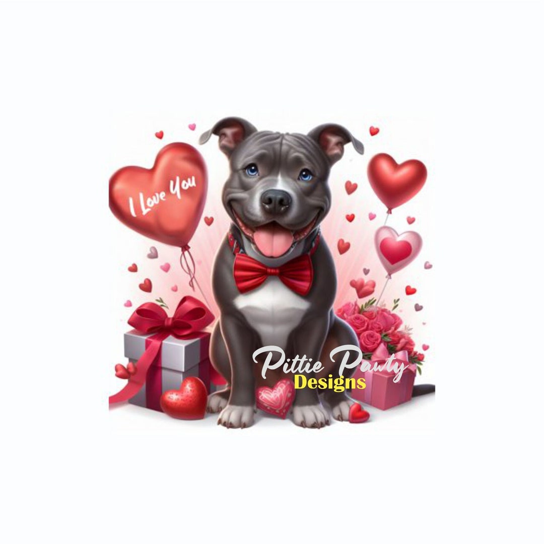 I Love You Pitbull - Valentines Day - Pitbull Design - Instant Download ...