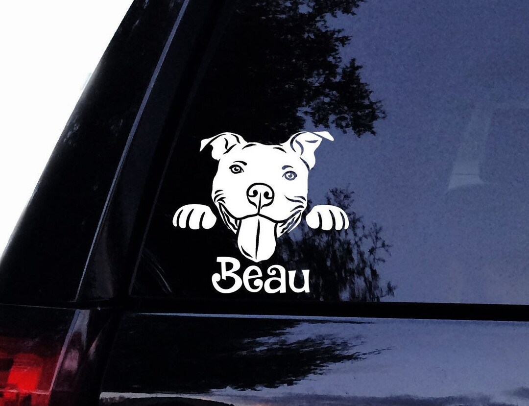Pitbull Decal - Peeking Pit Pitbull Bully Staffy Dog Personalized W ...