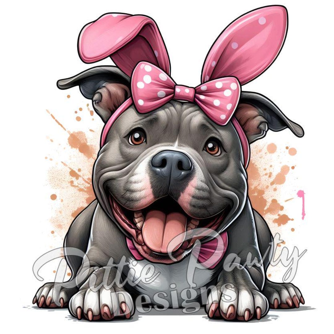 Pitbull PNG Digital Download Happy Easter Bunny Pitbull Dog - Easter ...