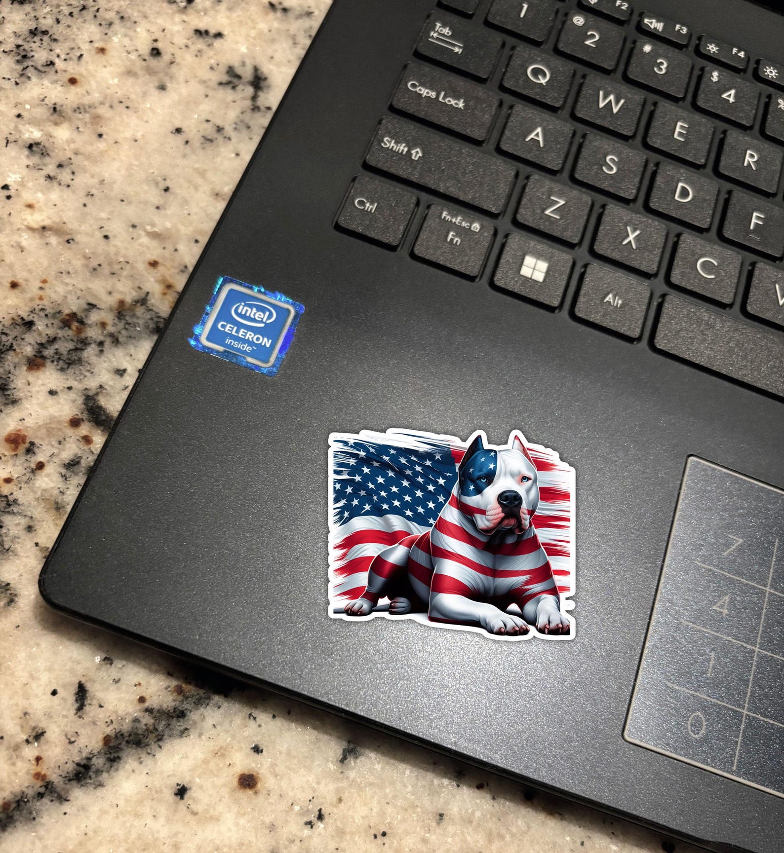 Pitbull Sticker - American Flag Covered Pitbull Bully Dog Decal Sticker ...