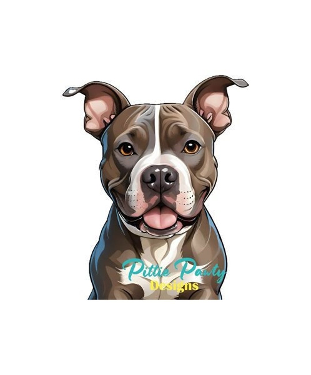 Happy Tan Pitbull Design Instant Download Digital PNG File Vivid Color Art Sublimation - Etsy