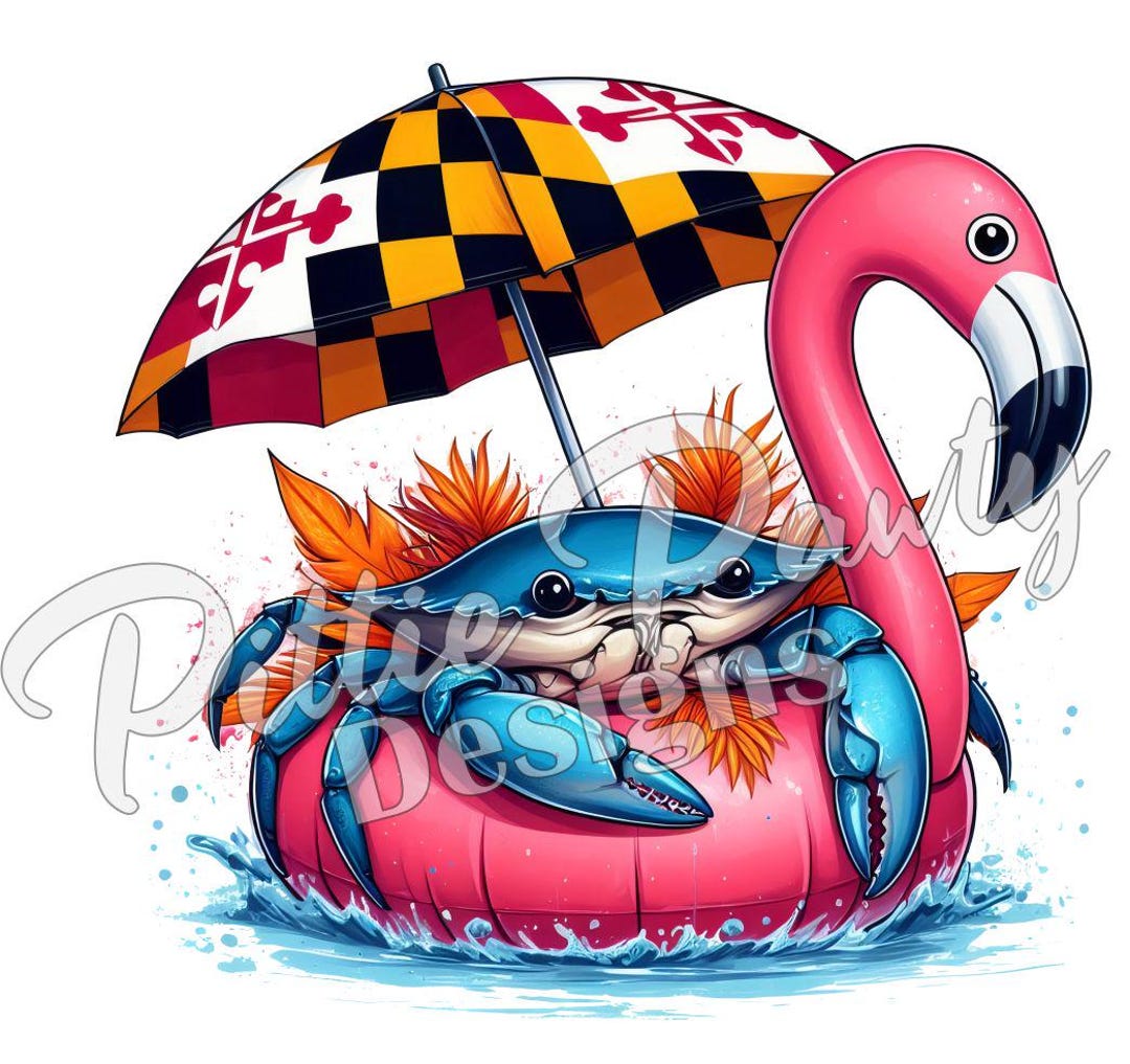 Blue Crab PNG Digital Download - Maryland Blue Crab Sitting in Flamingo ...