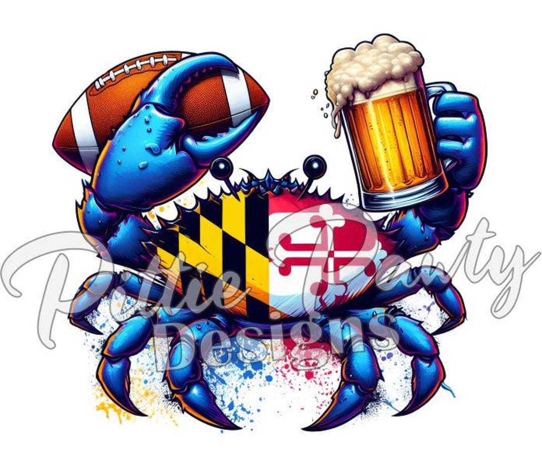 Crab PNG Digital Download - Maryland Crabs Football and Beer Splatter ...