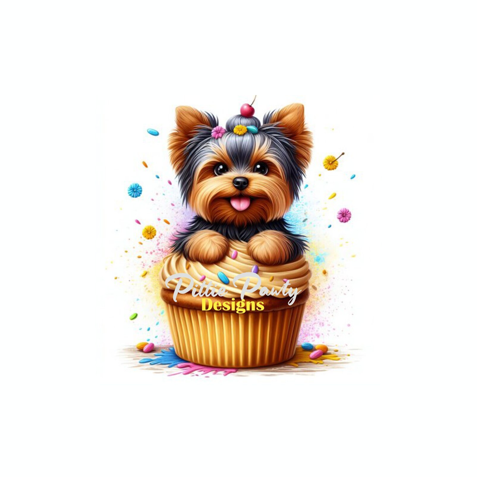 Yorkie in a Cupcake - Yorkshire Terrier Dog Design - Instant Download ...
