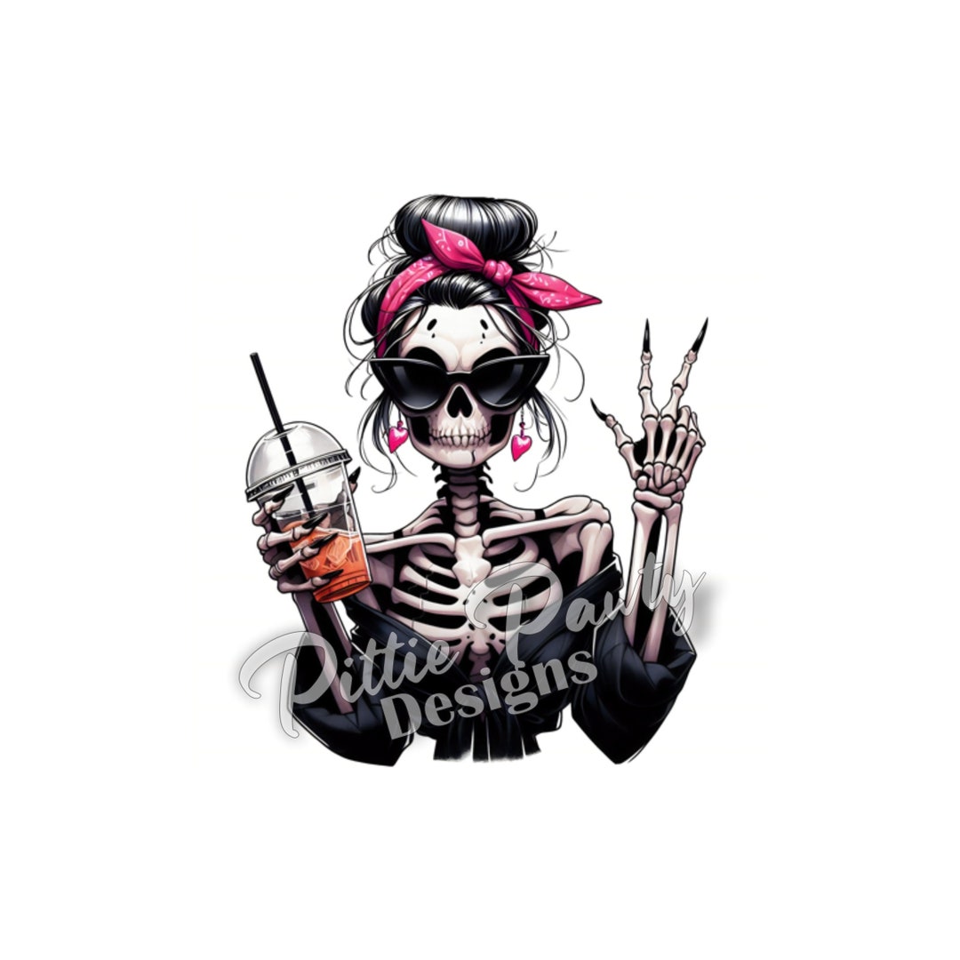 PNG Digital Download - Spooky Halloween Skeleton Lady Pink Bandana ...