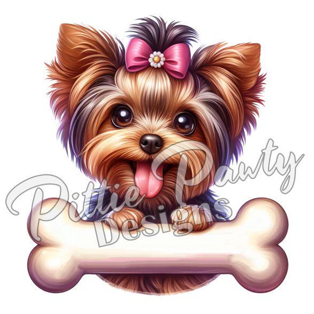 Yorkie PNG Digital Download - Yorkie Mom Happy Dog Blank Bone ...