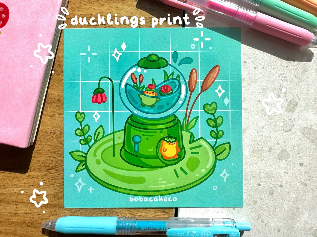 Duckling Gumball Print Kawaii Art Print Duck Art Print - Etsy