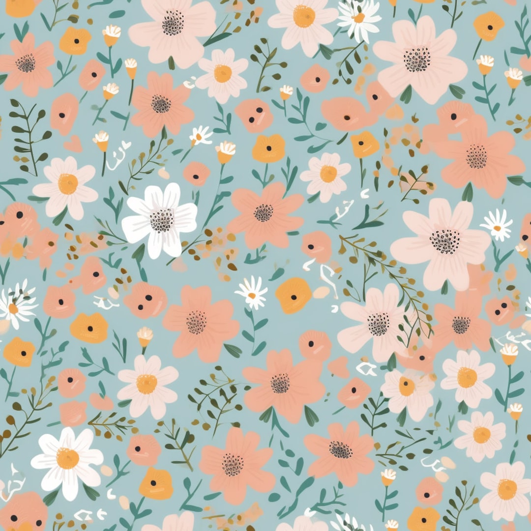 Simple Seamless Pastel Floral Pattern - Etsy