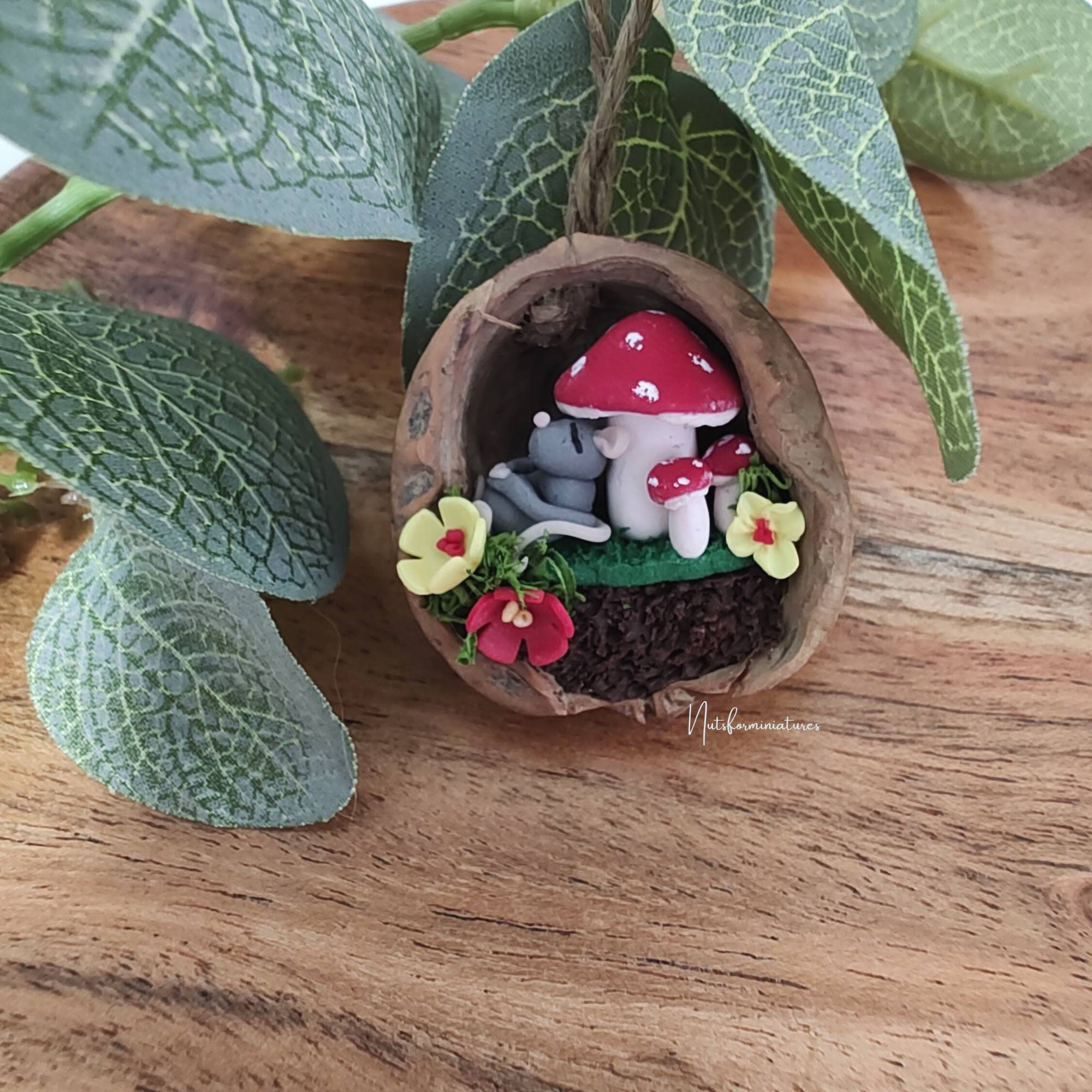 Half Walnut Shell Sleepy Mouse Miniature. Collectable Walnut - Etsy