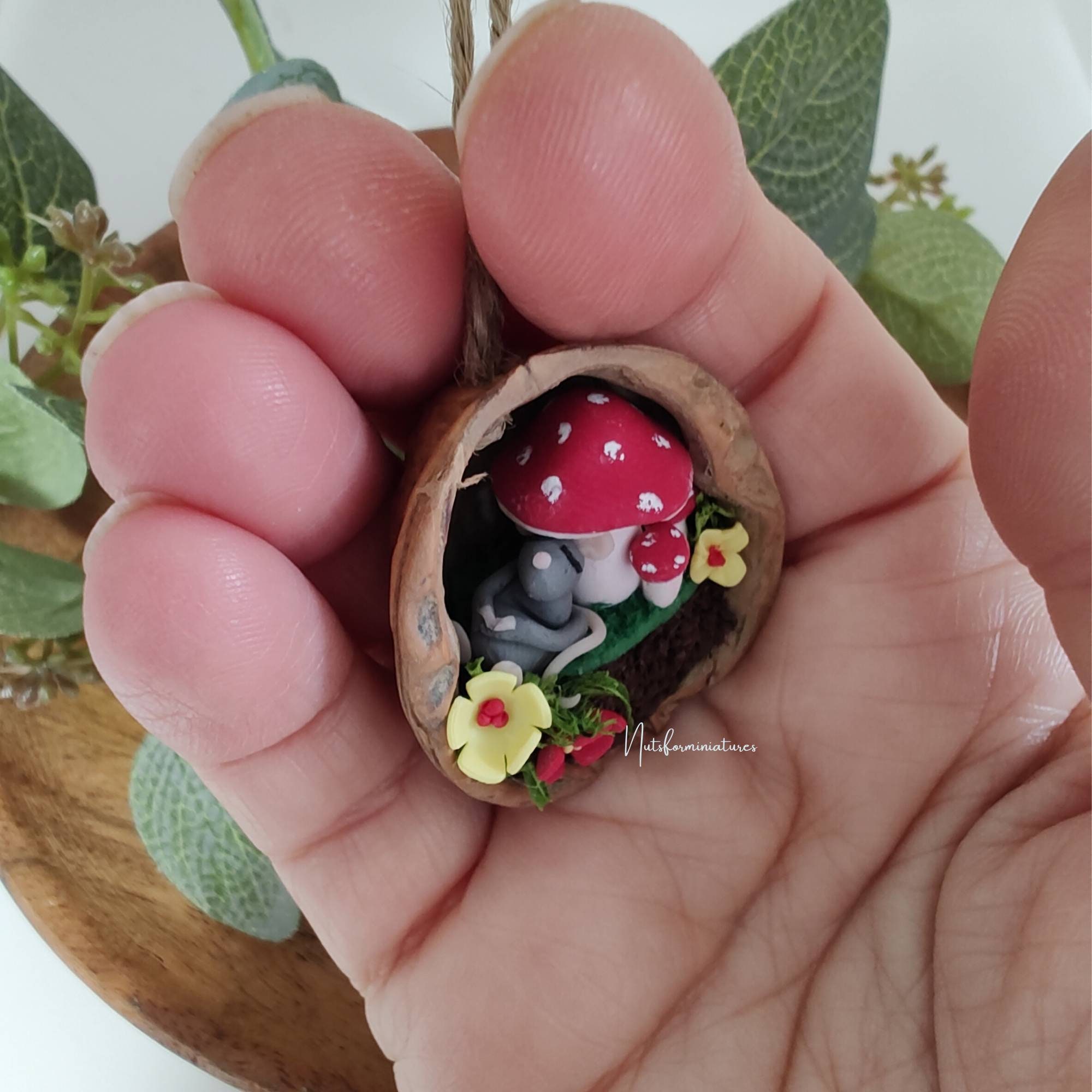 Half Walnut Shell Sleepy Mouse Miniature. Collectable Walnut - Etsy