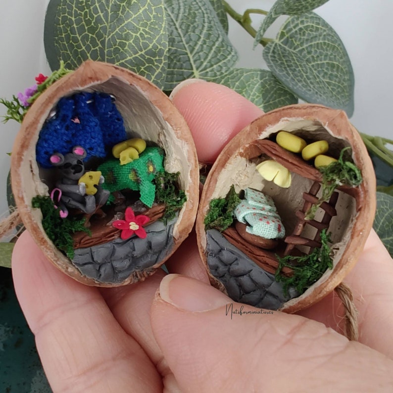 Walnut Mouse Miniature House. Micro Home. Collectable Walnut - Etsy