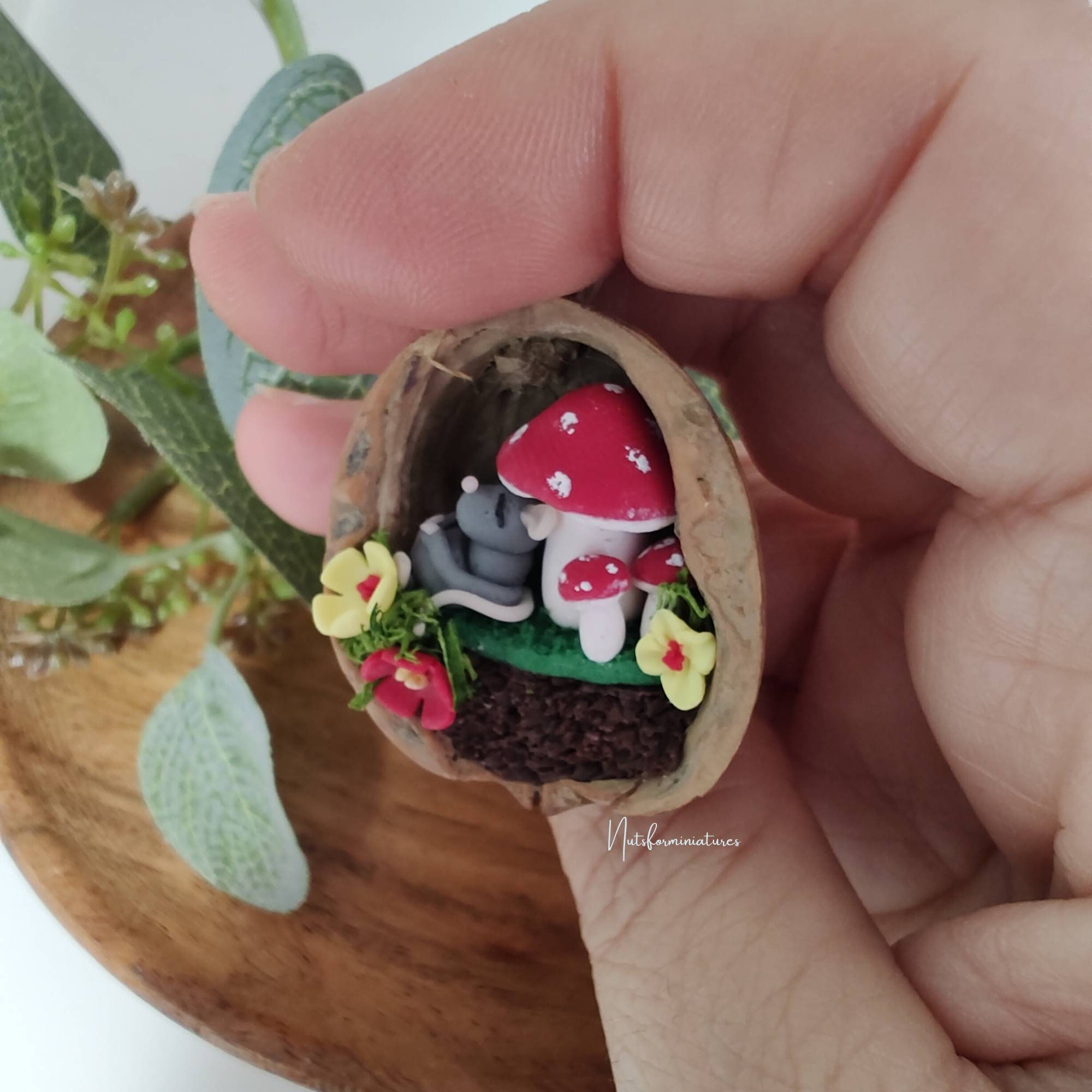 Half Walnut Shell Sleepy Mouse Miniature. Collectable Walnut - Etsy