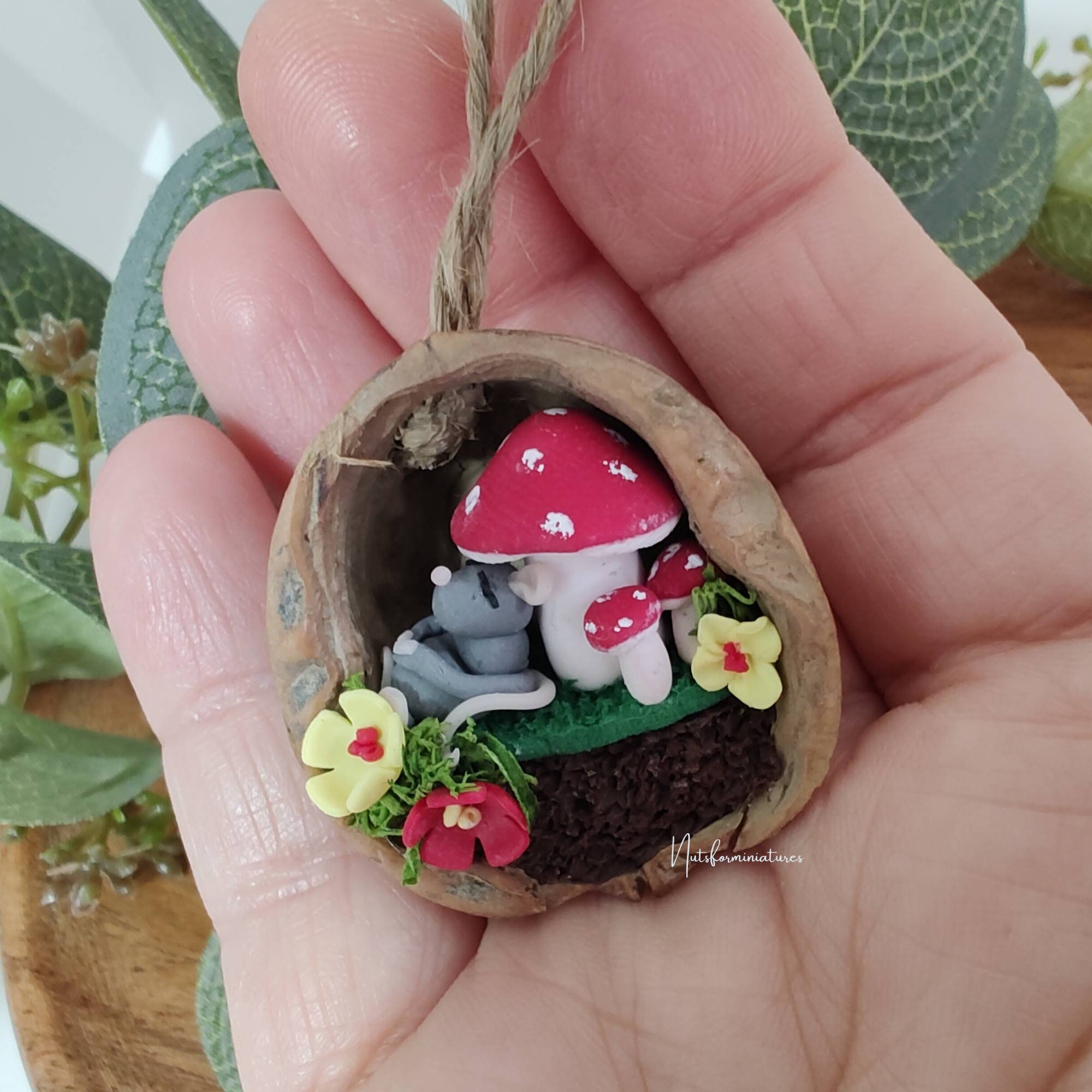 Half Walnut Shell Sleepy Mouse Miniature. Collectable Walnut - Etsy