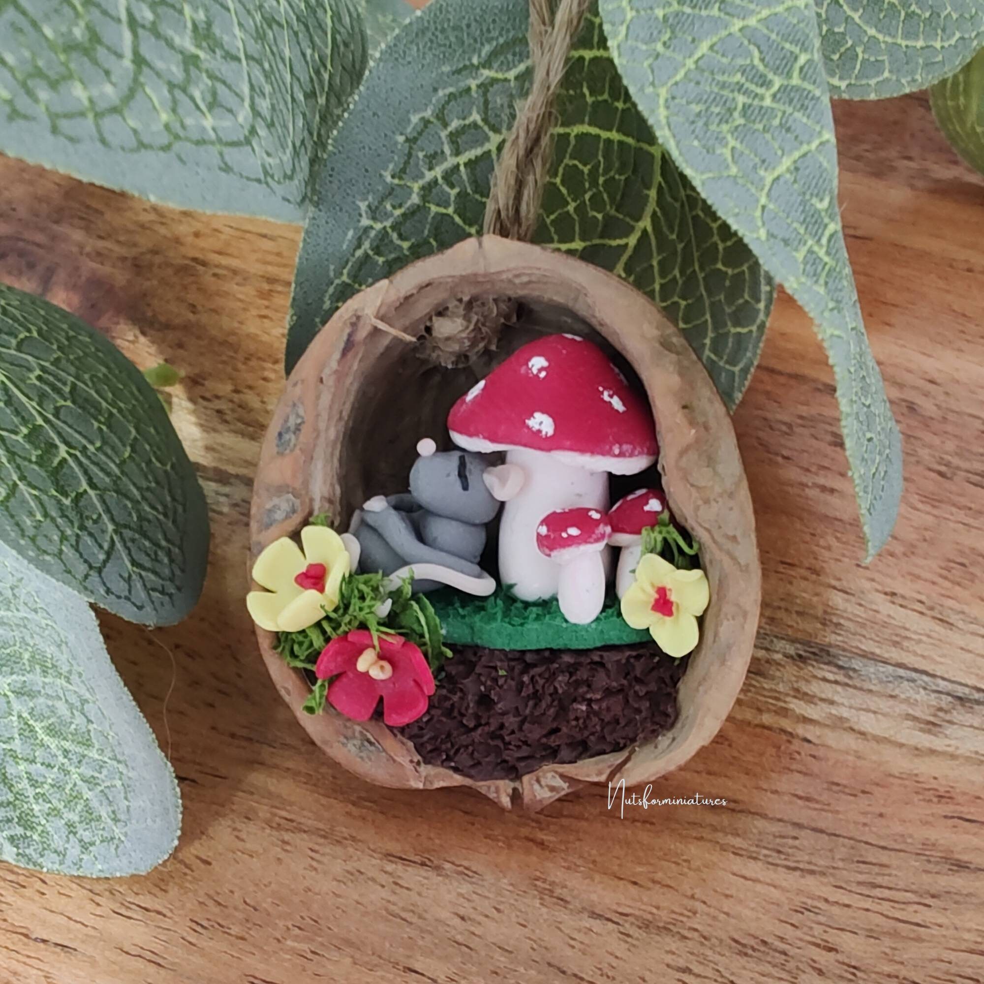 Half Walnut Shell Sleepy Mouse Miniature. Collectable Walnut - Etsy