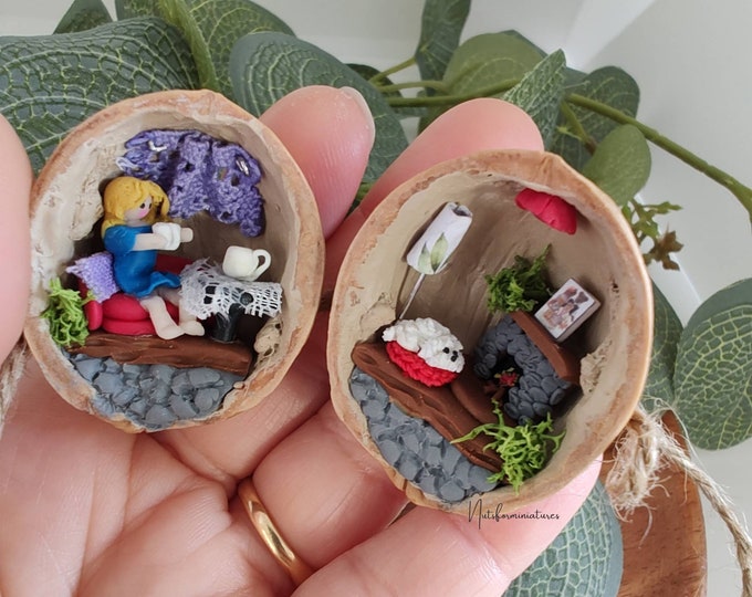 Walnut House Doll Miniature. Micro Home. Collectable Walnut House in a ...